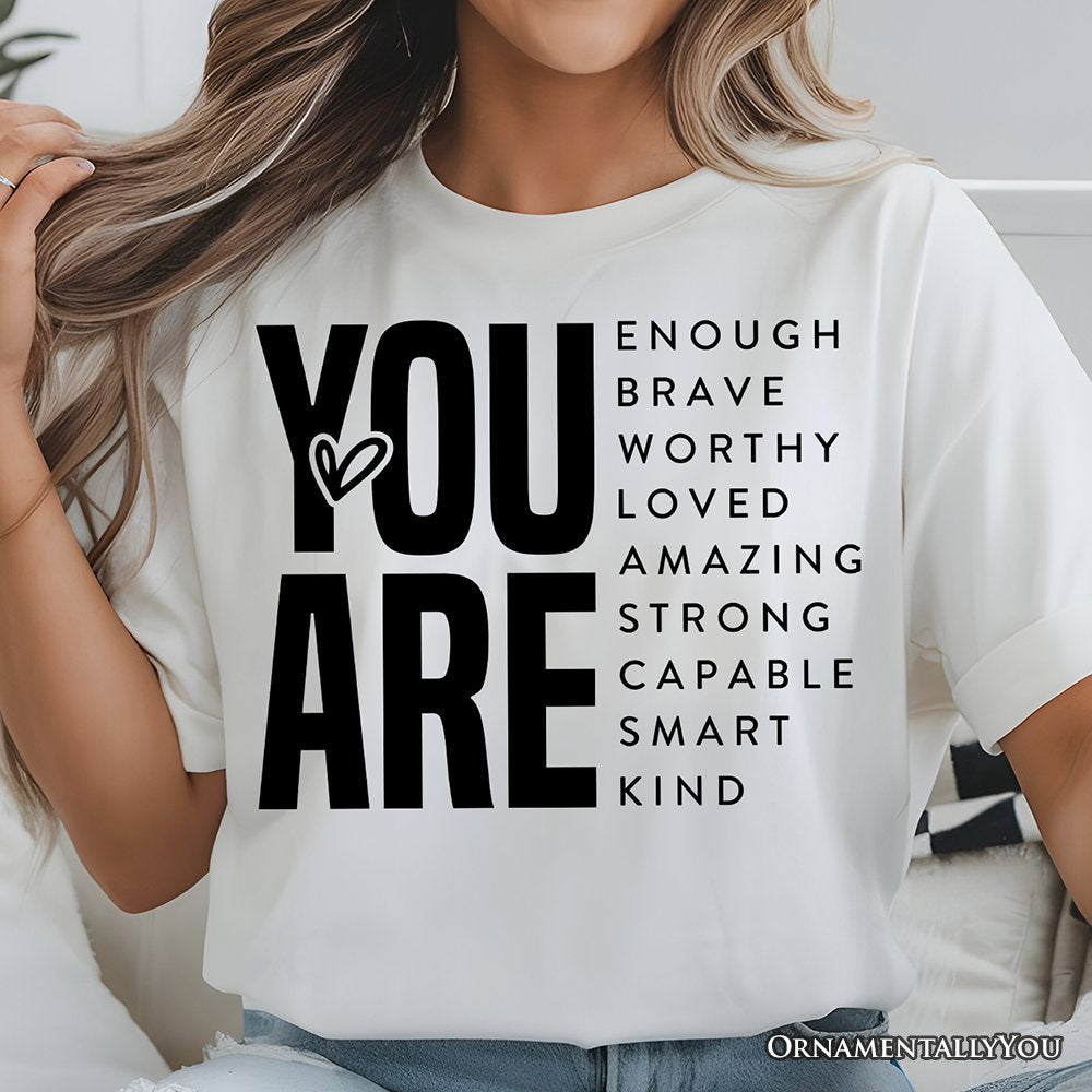 Inspirational Words T-Shirt, Minimalist White Tee for Encouraging and