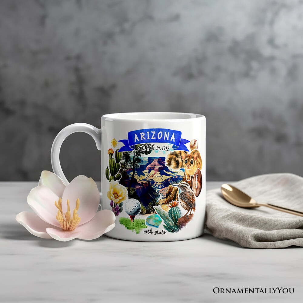 Artistic Arizona State Themes and Landmarks Personalized Mug With Cust