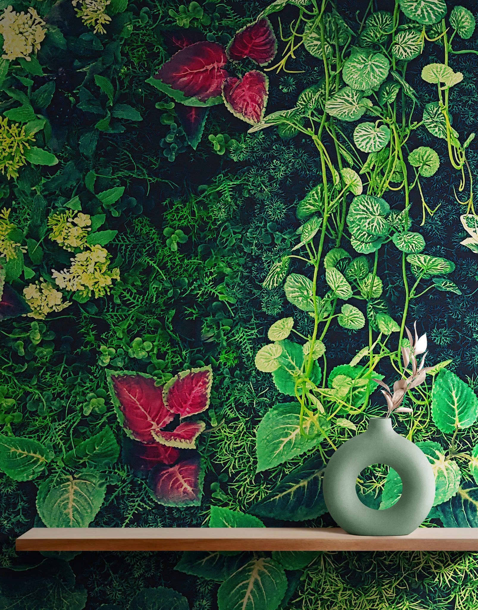 Greenery Jungle Bush Wallpaper Mural. Tropical Leaves / Fern Wallpaper