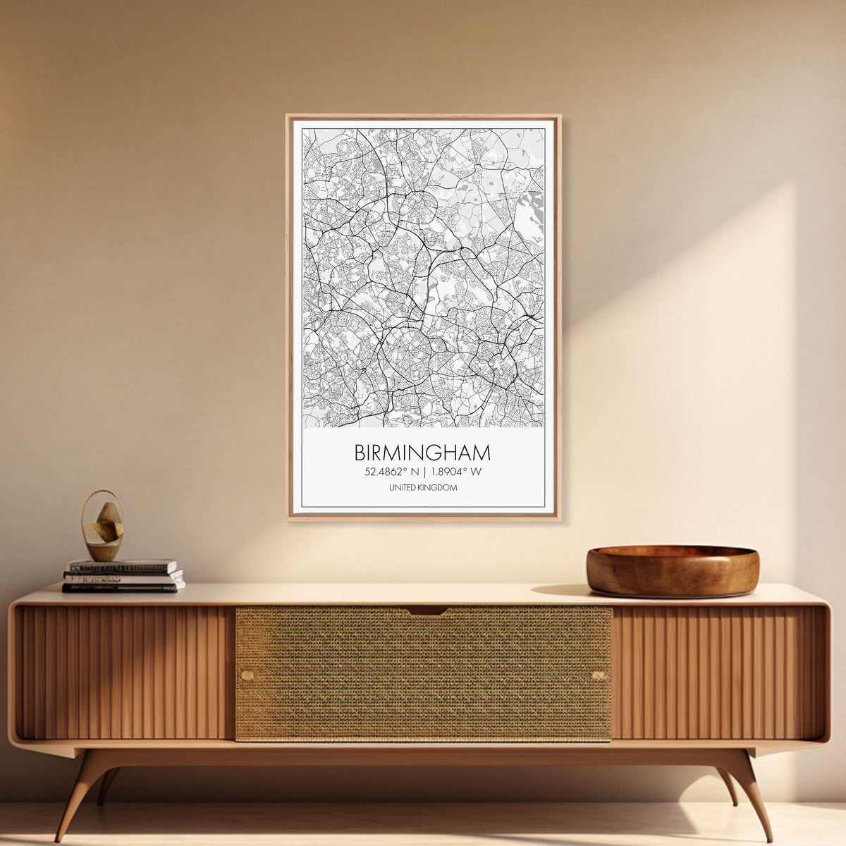 Birmingham Street Map, United Kingdom Map, City Map Art, Modern Art, W