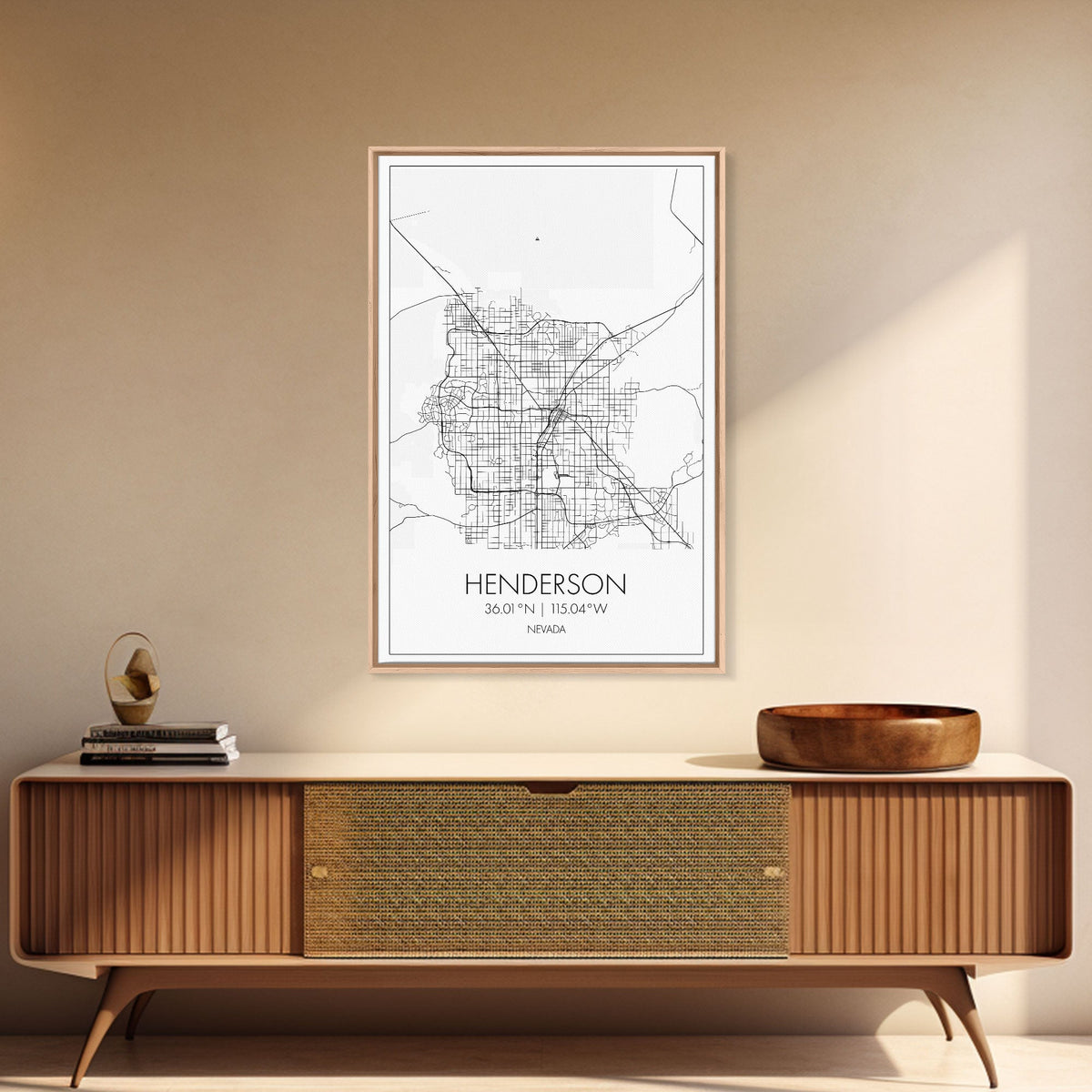 Henderson Street Map, Nevada Map, City Map Art, Minimalist Wall Art, W