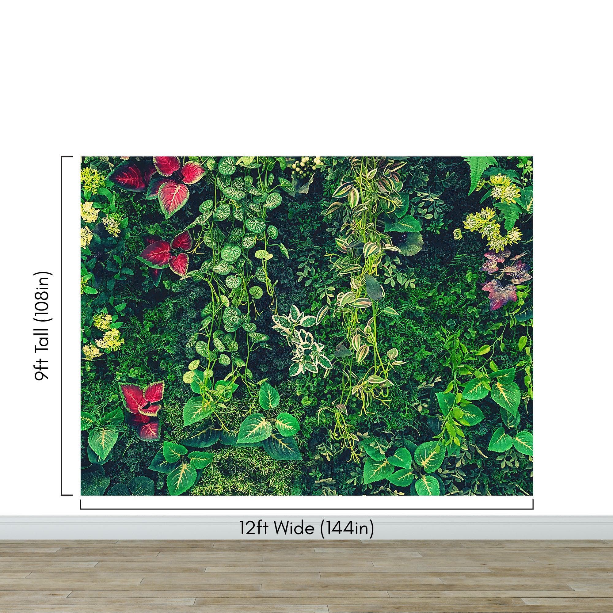Greenery Jungle Bush Wallpaper Mural. Tropical Leaves / Fern Wallpaper