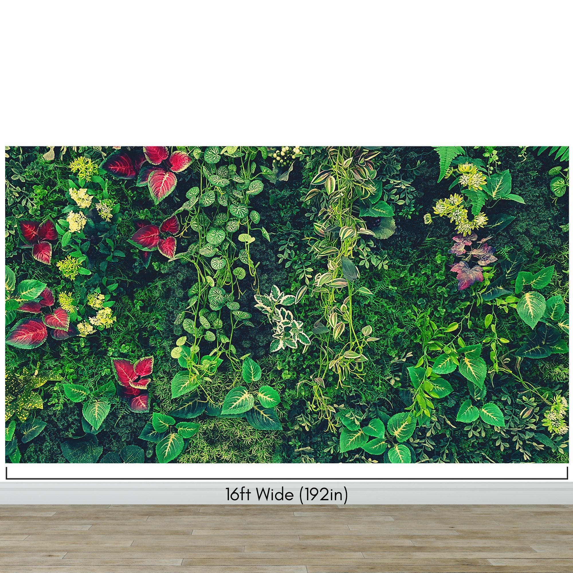 Greenery Jungle Bush Wallpaper Mural. Tropical Leaves / Fern Wallpaper