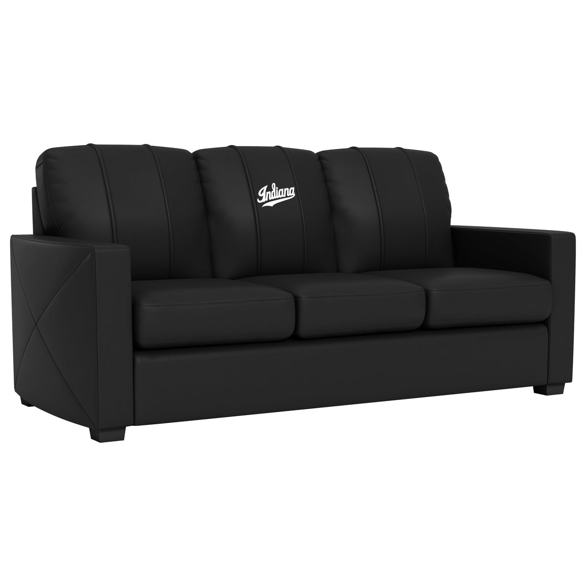 Silver Sofa with Indiana University Wordmark Logo