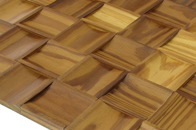 US Pine Prolate Thermowood Mesh-mounted Mosaic Wall Tile - Livfloors C