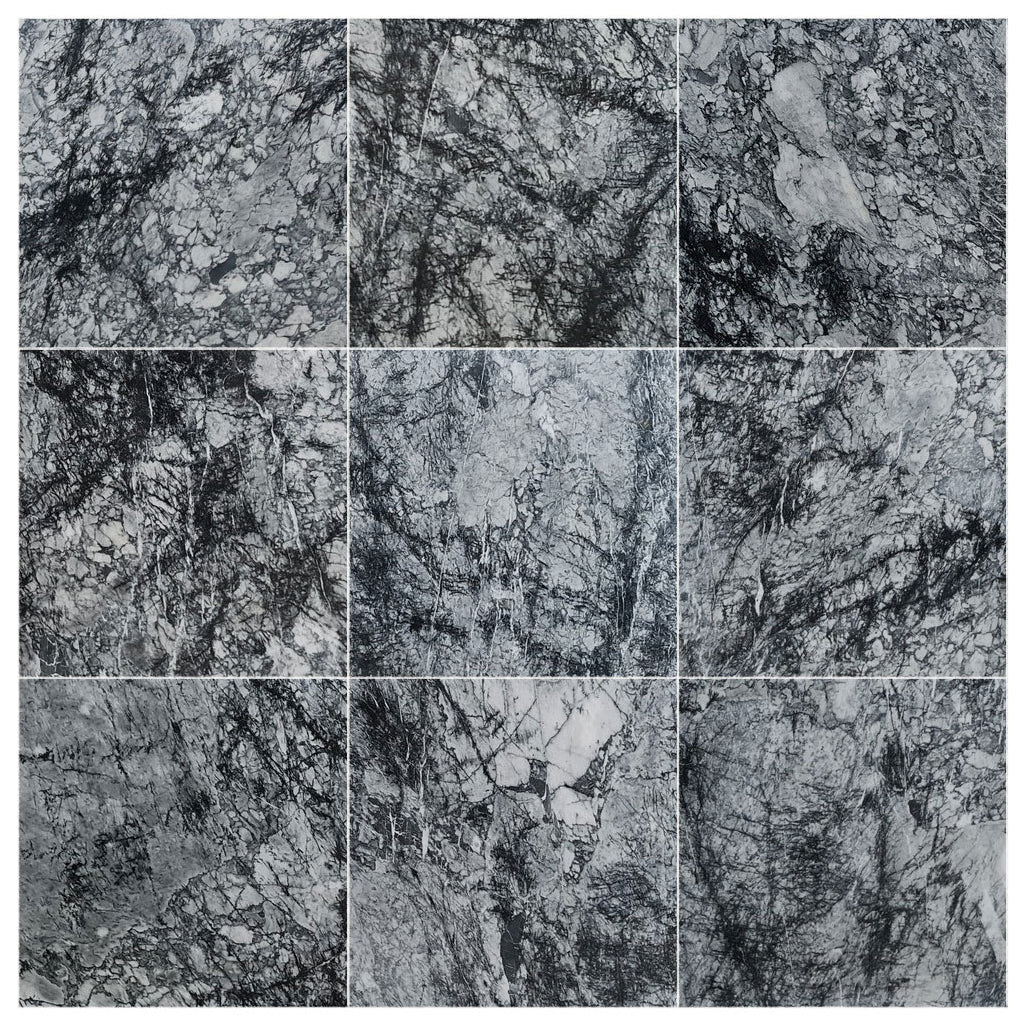 Black Cloud Exotic Marble Polished Floor and Wall Tile - Large Format