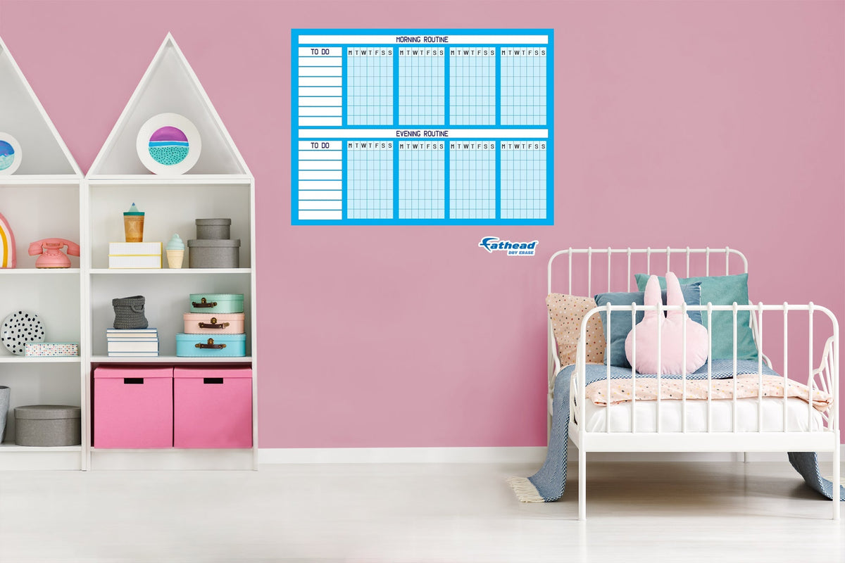 Chart: Cyan Routine Chart Dry Erase - Removable Adhesive Decal