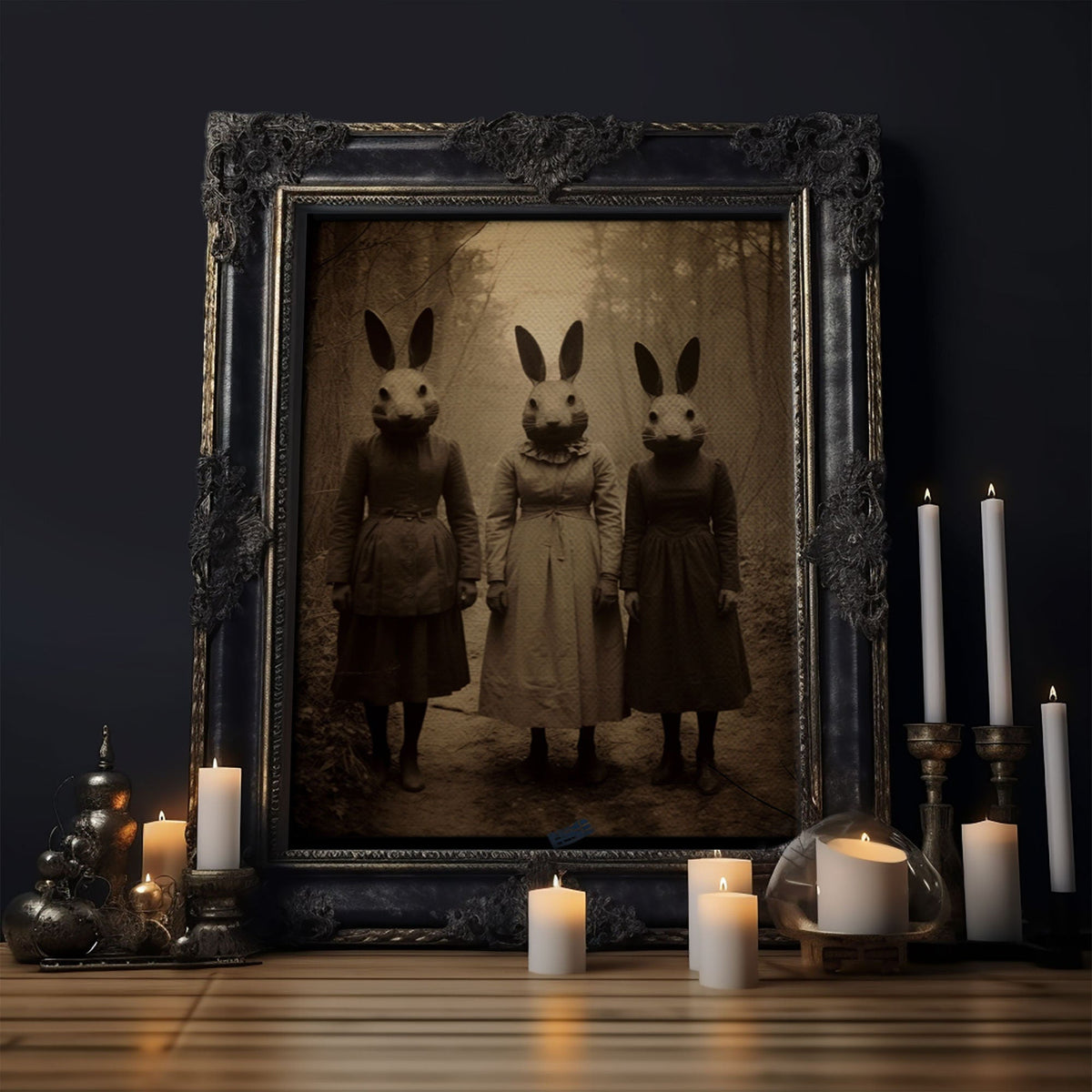 The Bunny Cult, Occult Decor, Witchcraft Art, Framed Canvas Print, Hal