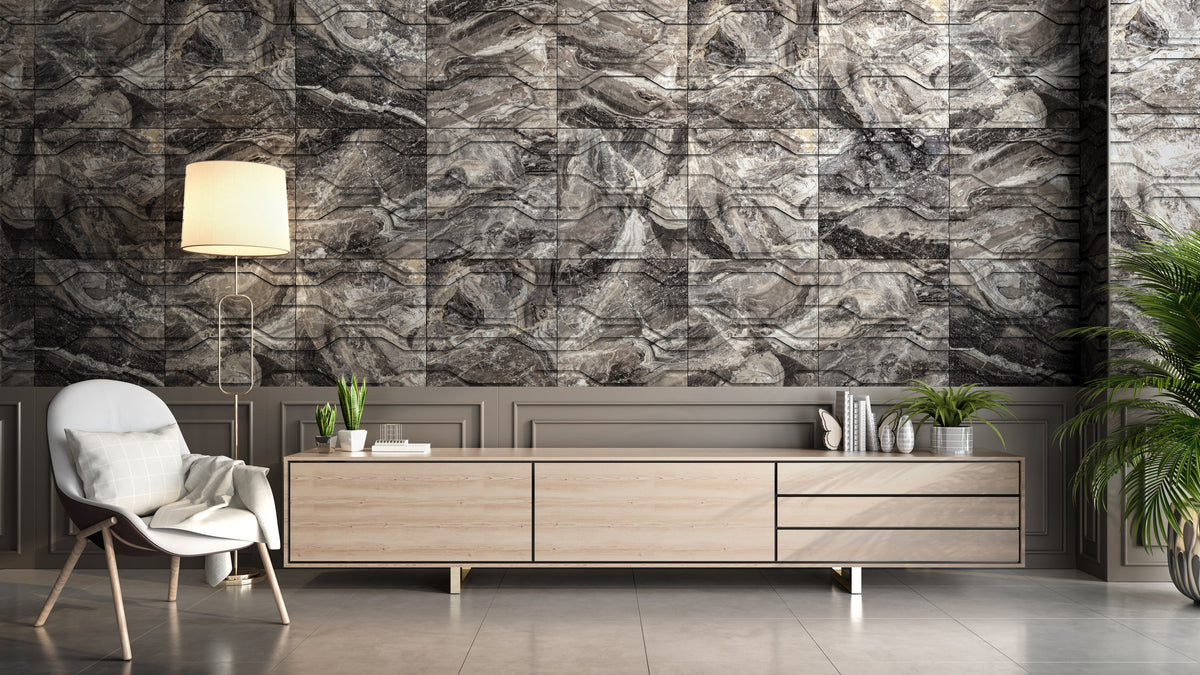 Silver Fantasy Marble Field Dimensional Stone COVE Wall Tile - Livfloo