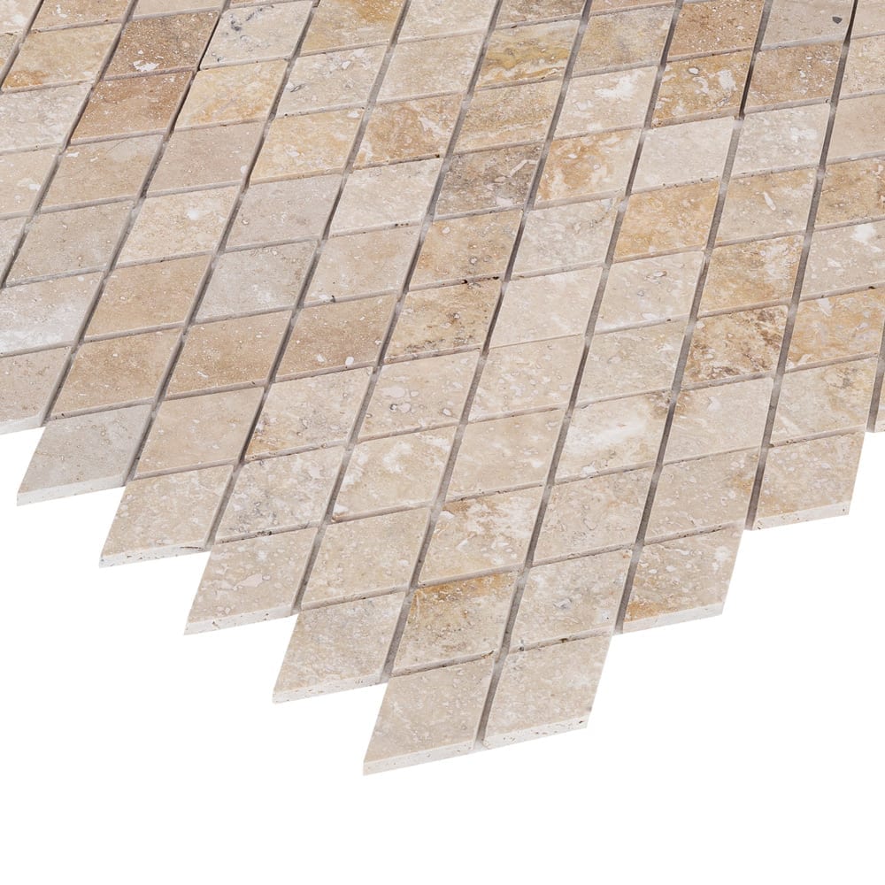 Chiaro Beige Travertine Diamond Mosaic Floor and Wall Tile - Livfloors